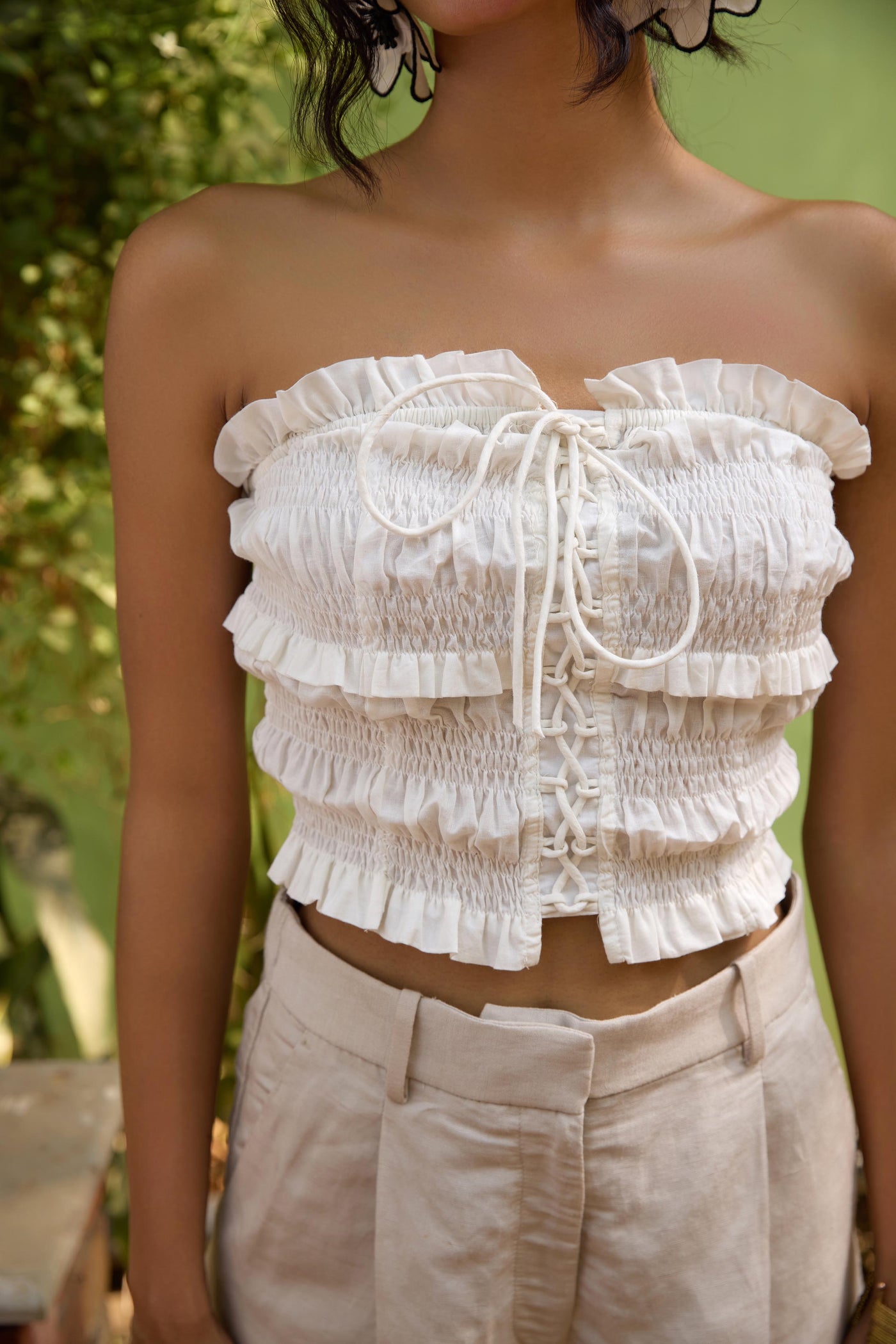 White Smocking Tube Top