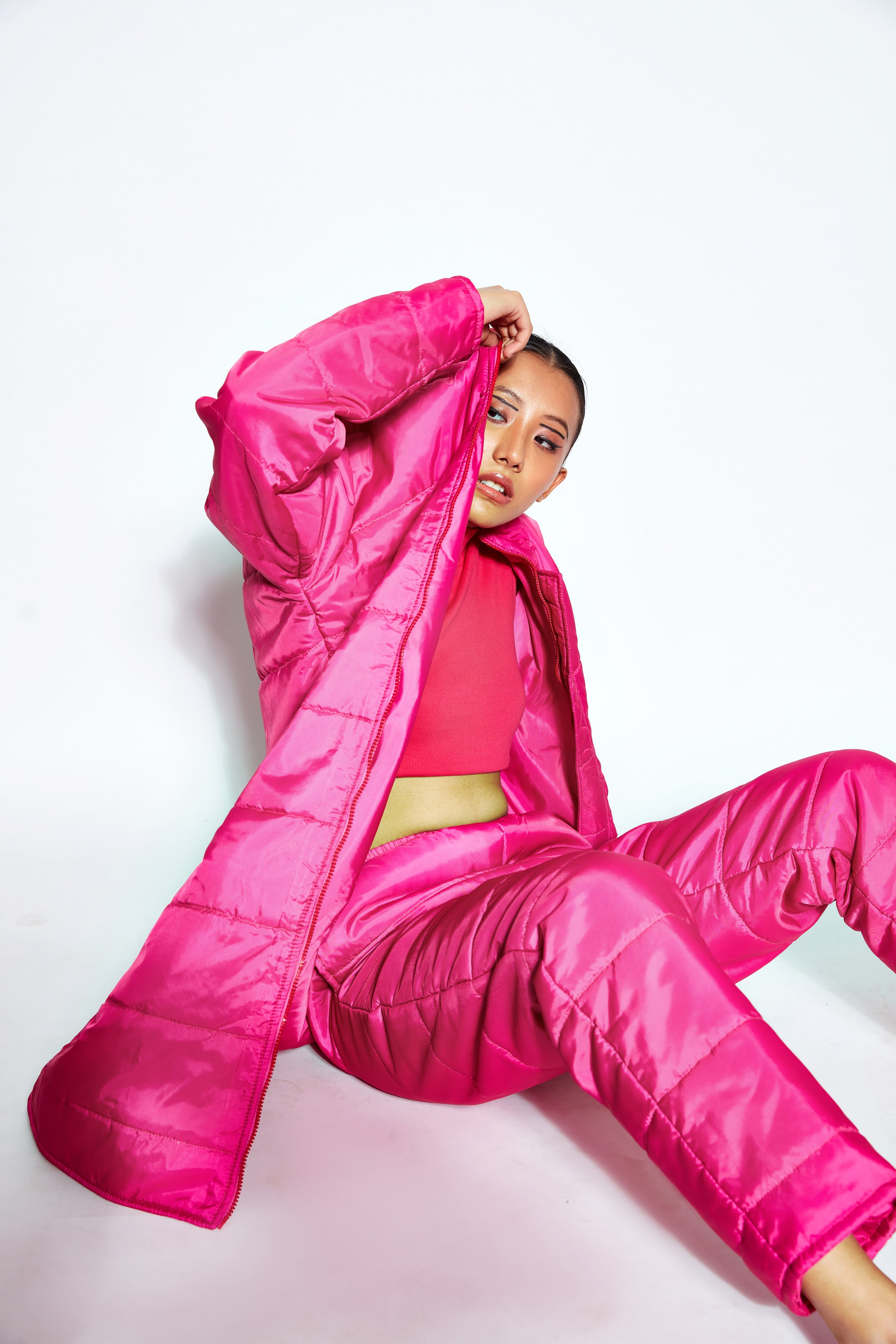 Unisex Long Puffer Jacket - Pink