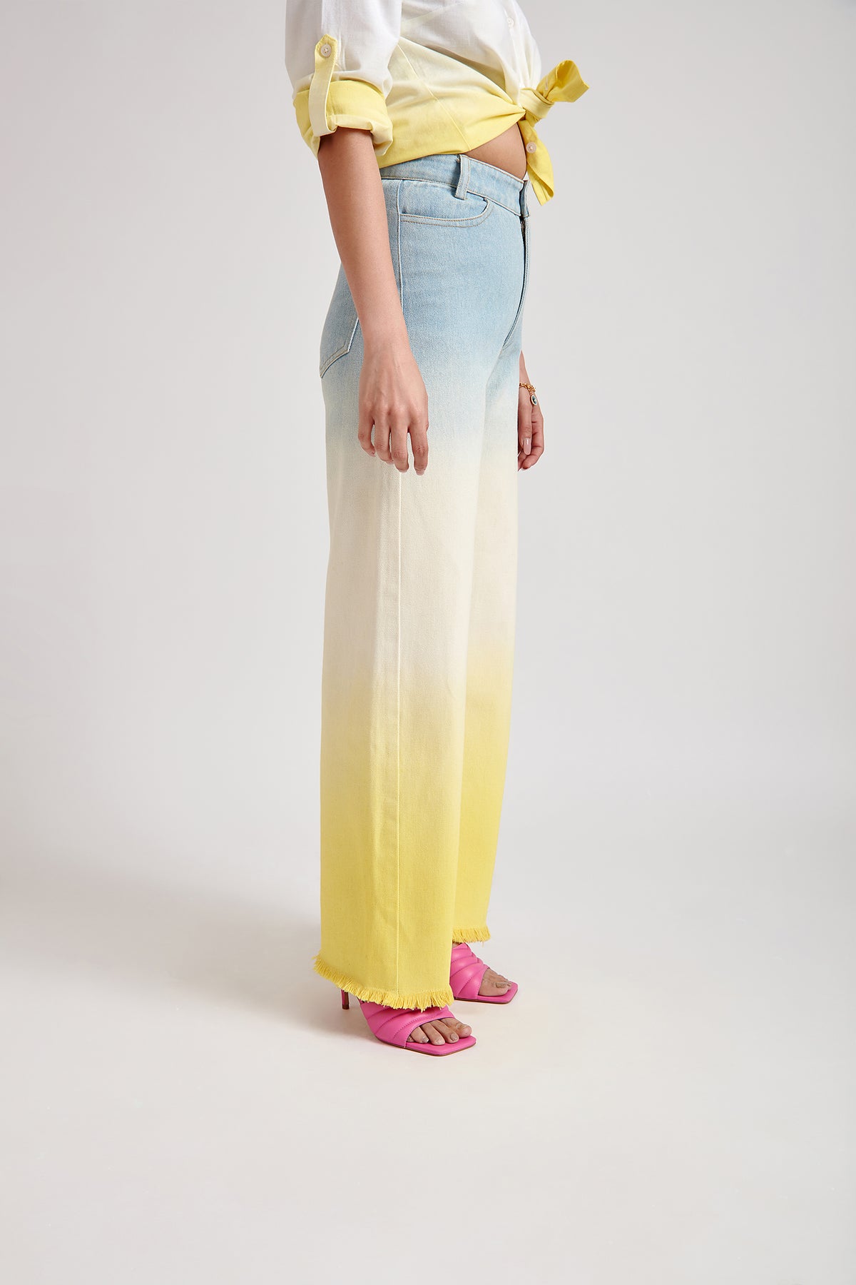 Yellow Ombre Denim Jeans(Double Colors)